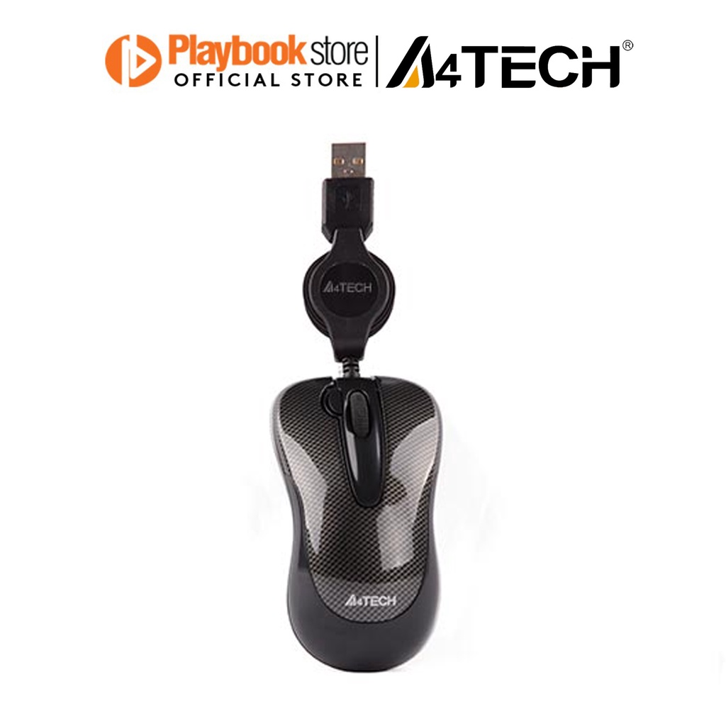 A4TECH N-60F-2 Mini, Carbon, 1000 DPI, Retractable Cable, Plug & Play ...