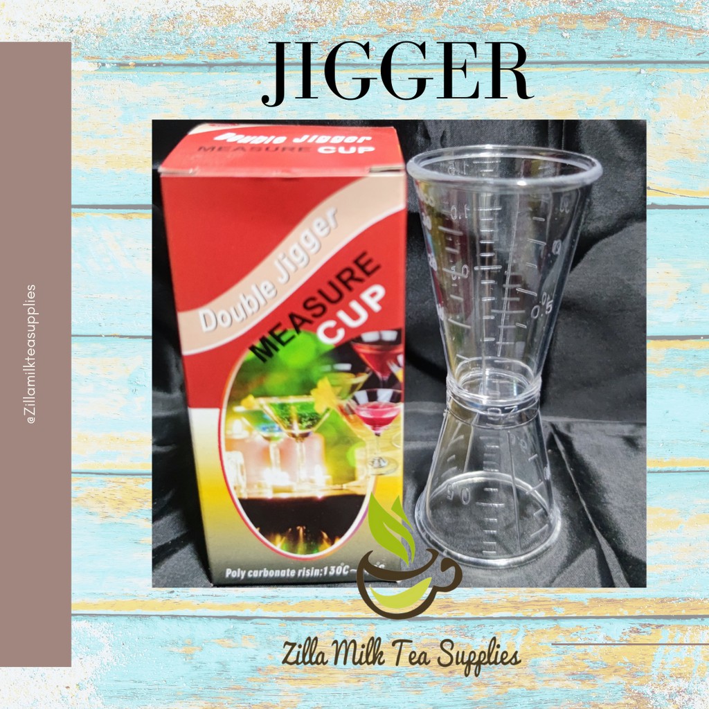 Double Clear Jigger PC Measuring Cup for Milktea, Milk Tea, Fruit Tea ...