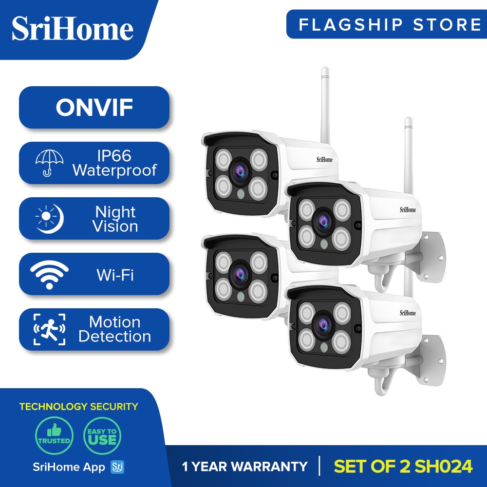 Sricam SriHome SH024 Set of 4 CCTV Camera 3MP Night Vision Onvif ...