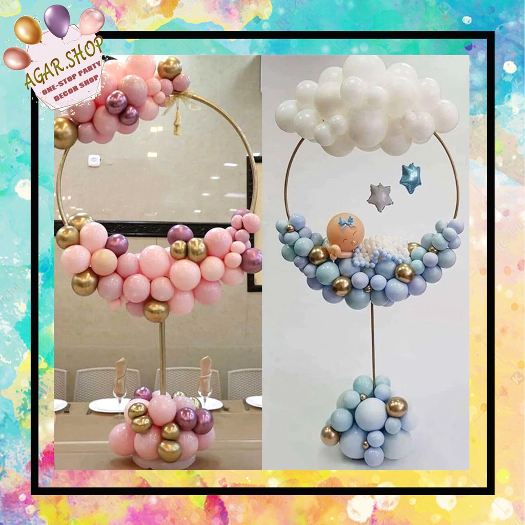 AGAR.SHOP BIG Circle Pilar Balloon Stand Round Arch Balloon Wreath Ring ...