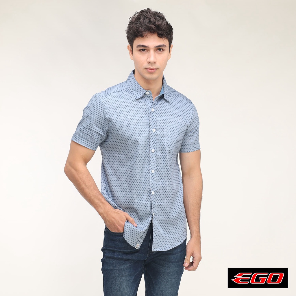 Ego Printed Woven Polo Short Sleeve EMT04-0690 (Citadel) | Shopee ...