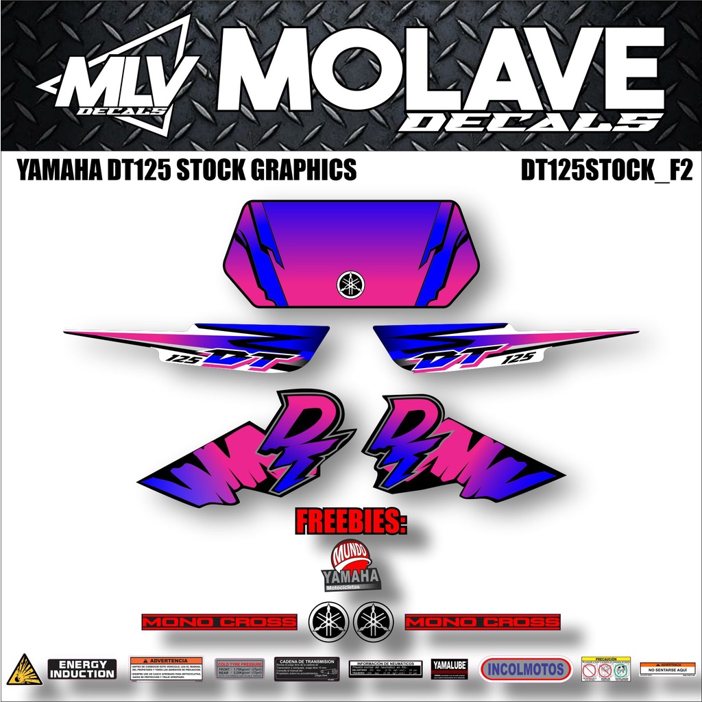 YAMAHA DT125 STOCK GRAPHICS SET | DT 125 DECAL | HIGH QUALITY | HD ...