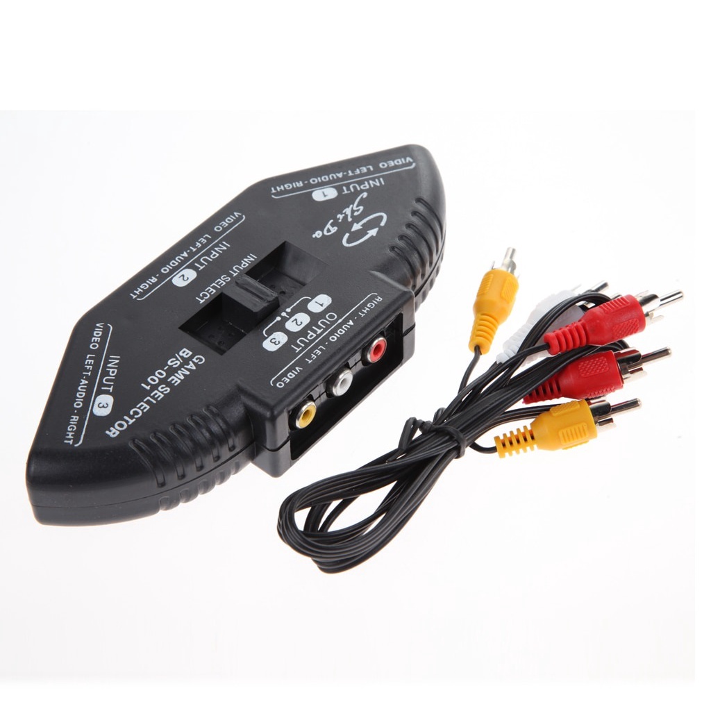3 Port AV Composite + Audio RCA Selector Switch For Video Audio ...