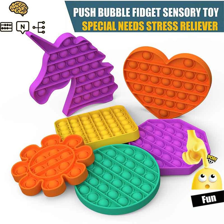 6Styles Pop Its Square Fidget Toy Push bubble stress relief kids pop it ...