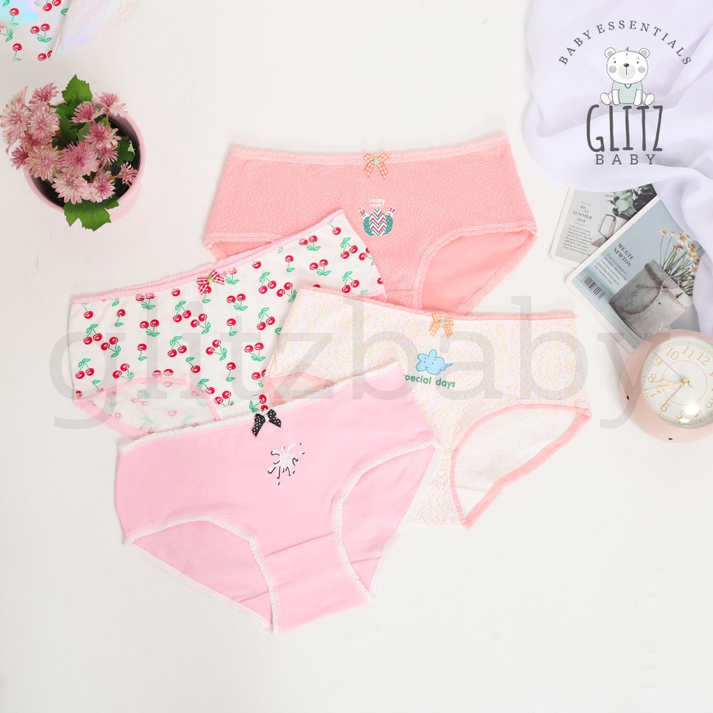 Katun Teenage Girls Panties 8 10 Years Old Cotton Spandex Triangle