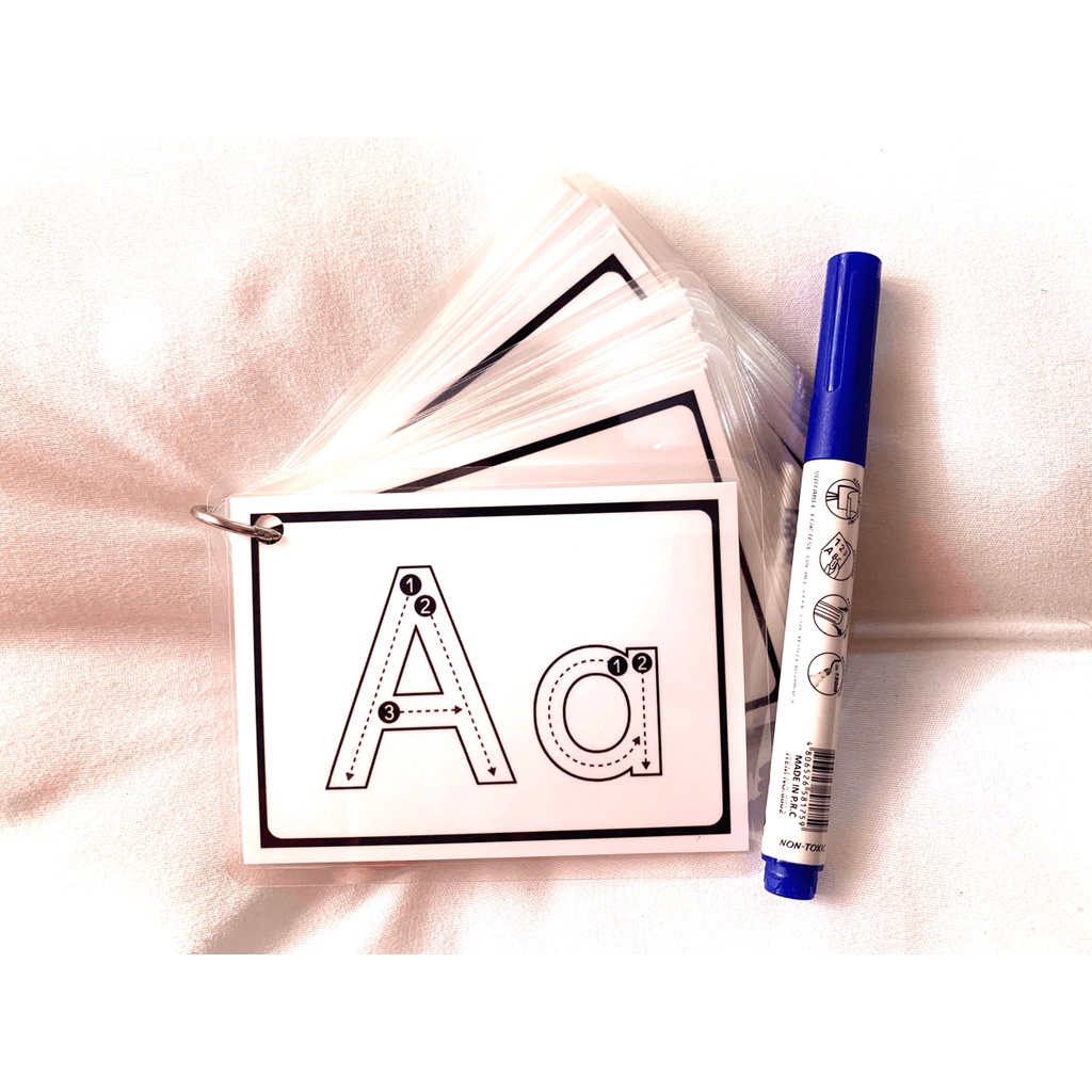 Alphabet Tracing Laminated Flashcards with FREE Marker | Shopee Philippines