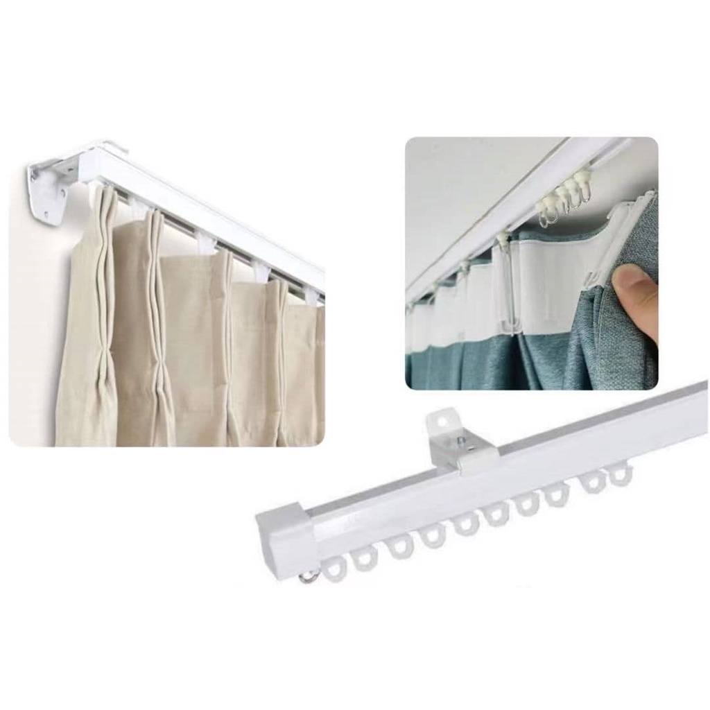 Adjustable Ceiling Curtain Track Wall Mounted With Hooks For Bedroom ...