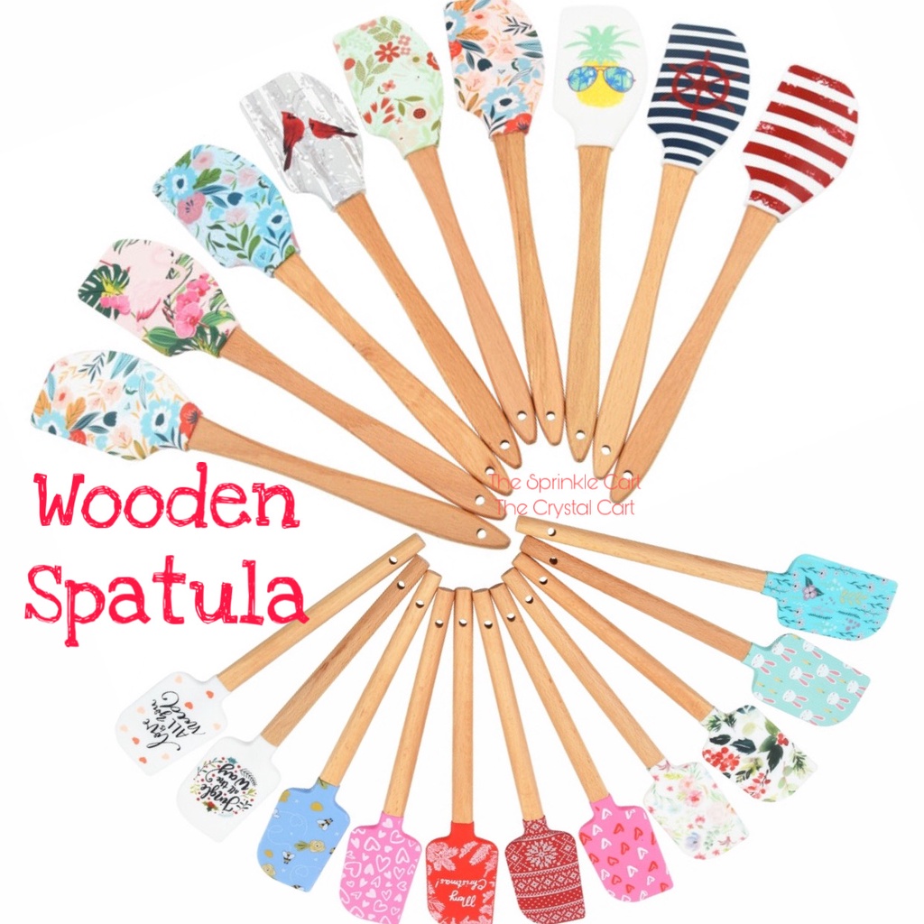 Silicone Spatula with Wooden Handle Cute Design Spatula Love Spatula ...