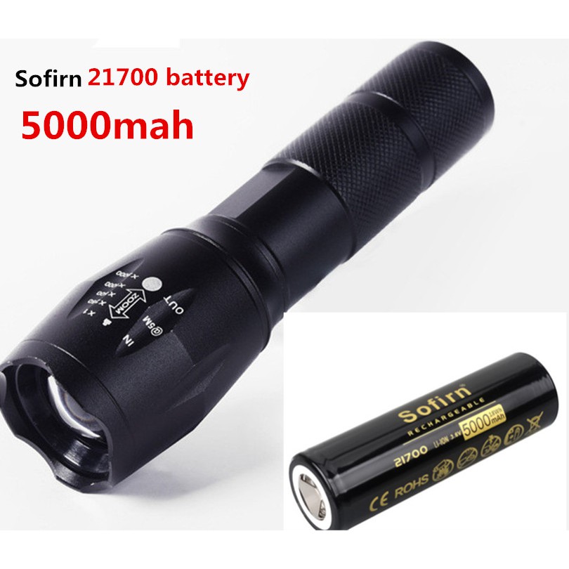 Small led flashlight with Sofirn 5000mah 21700 rechargeable battery ...