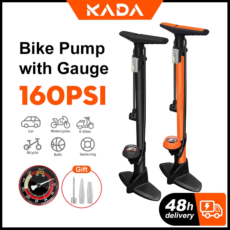 KADA Air Pump for Bike with Gauge Floor High Pressure 160Psi Bicycle ...