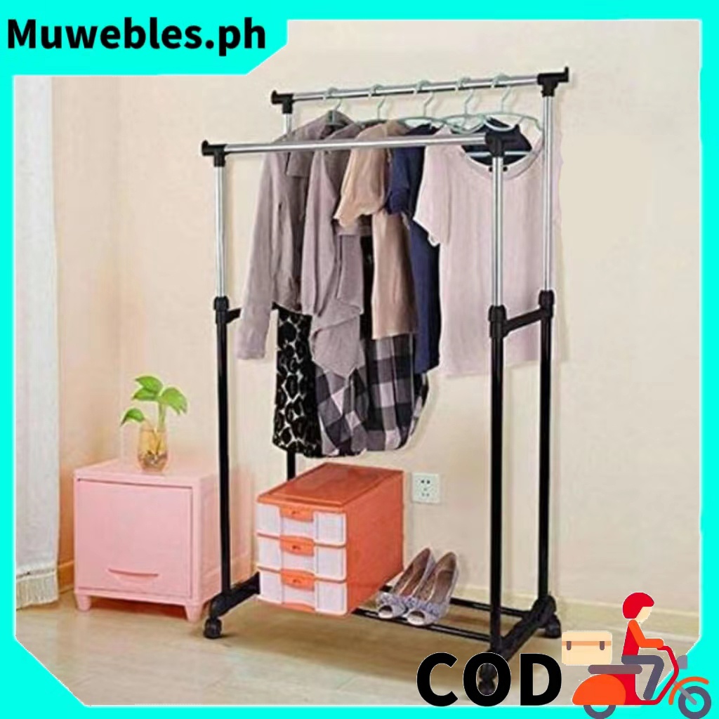 COD Double Pole Clothes Rack For Clothes Organizing Sampayan Double ...