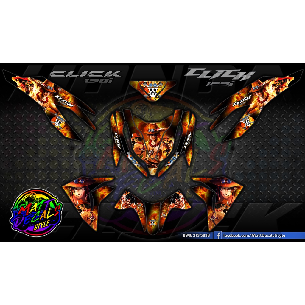 Honda Click 125i/150i Decals Portgas D Ace One Piece Concept | Shopee ...