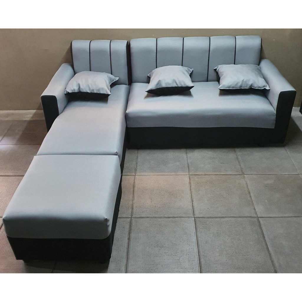 Sofa set L shape light grey fabric | BeeCost