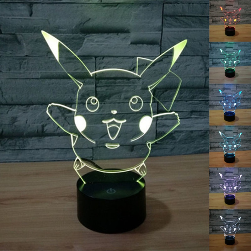 Pokemon Pikachu Night Light 7 Colors Gradient Gift for Kids USB LED ...