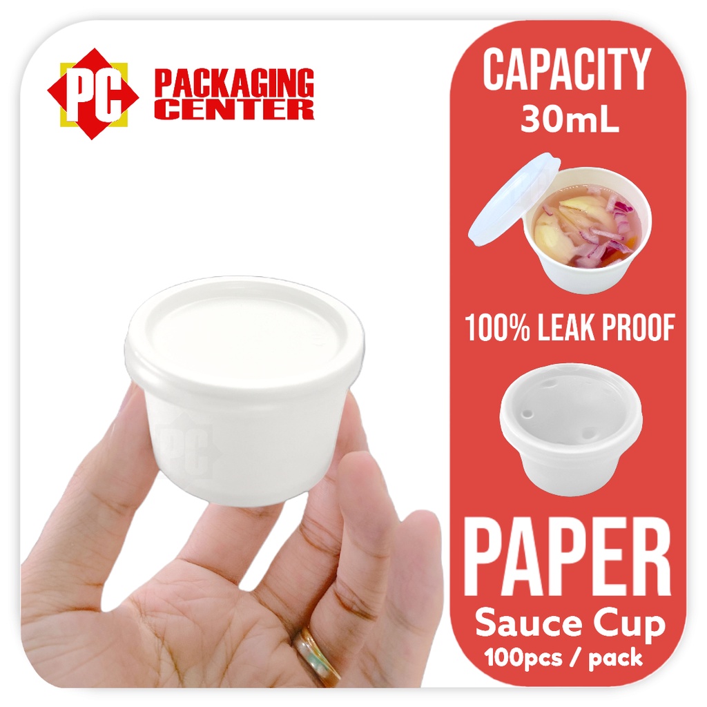 Paper Bowl Sauce Cup 30mL with Lids Set by 100pcs per pack, Pc ...