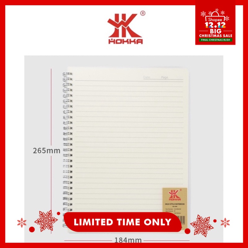 HOKKA Premium Muji Styled Notebook Spiral A5/B5 80Pages | Shopee ...
