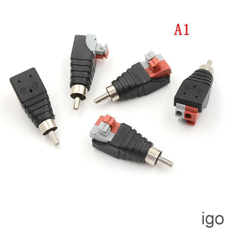 IGO 5Pcs speaker wire a/v cable to audio male rca connector adapter ...