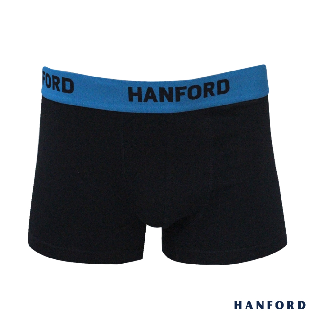 Hanford Mens Cotton w/ Spandex Boxer Briefs - Black Raven (Single Pack ...