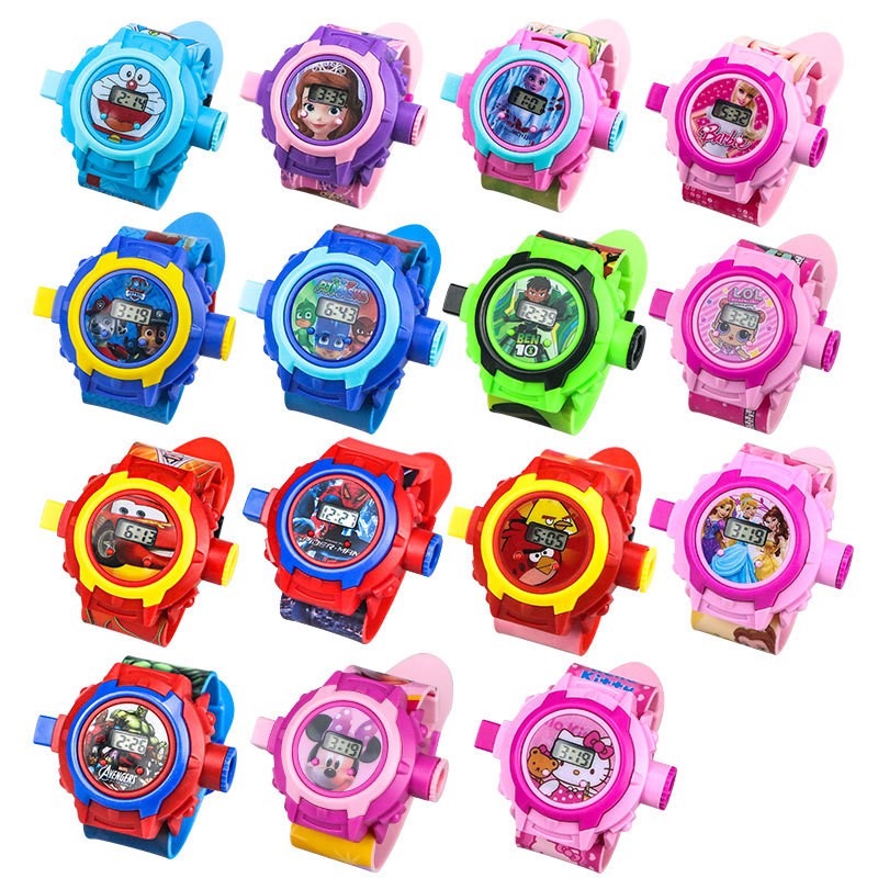 Marvel Figures Toy Kids Electronic Watch 24 Patterns Projection PJ ...