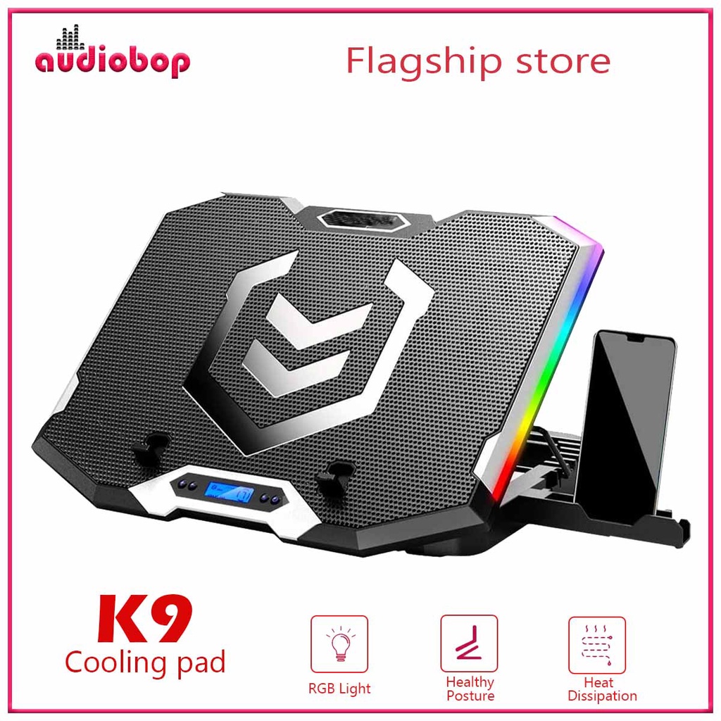 Six Fan Led Screen Two USB Port RGB Lighting Laptop Cooling Pad ...