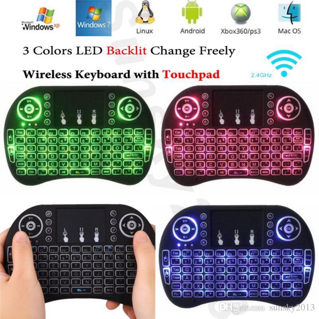 I8 3-color Backlight Wireless Mini Keyboard with Touchpad(BATTERY NOT ...