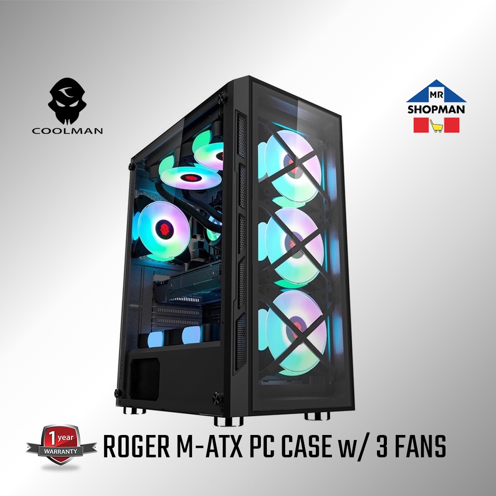 Coolman Roger ATX PC Case w/ 3 fans Chassis | Shopee Philippines