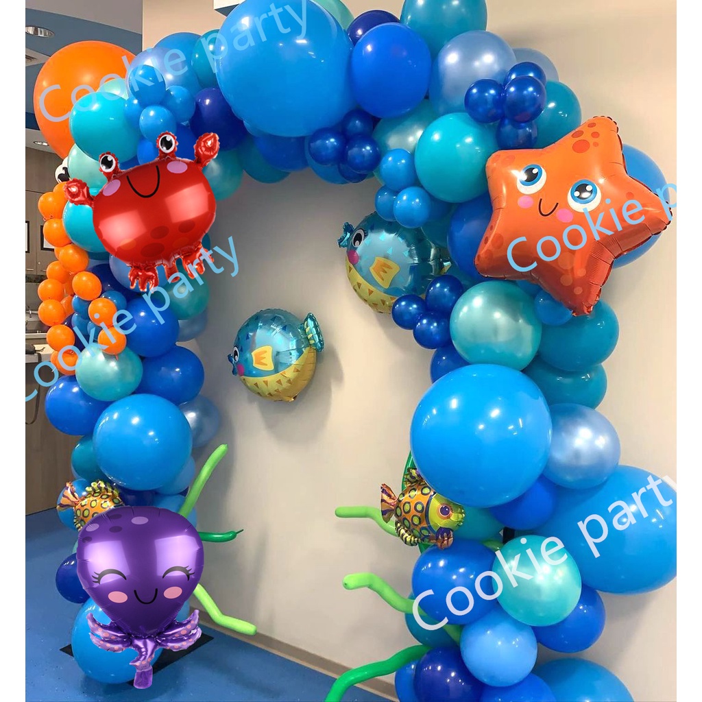 Ocean Theme Marine Animal Under Sea Animal Foil Balloons Number Balloon ...