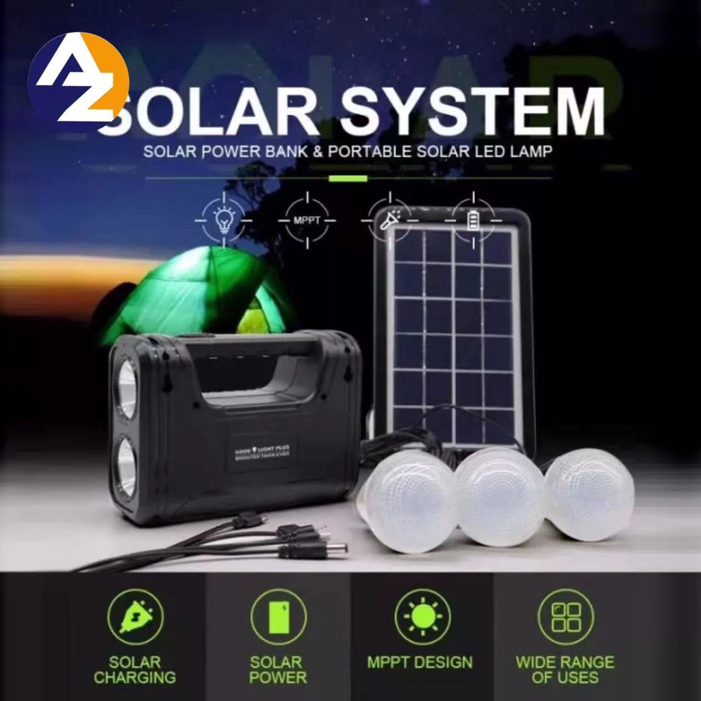 AZ GDlite GD-8017 Solar Lighting System (Black) | Shopee Philippines
