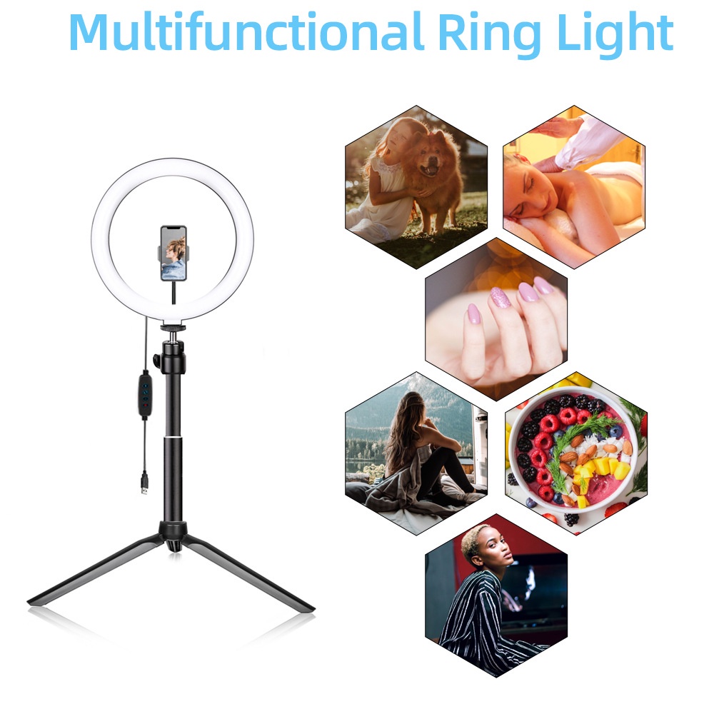 All Set 10" Ring Light Kit 55W LED Ringlight Lighting With Tripod Stand ...