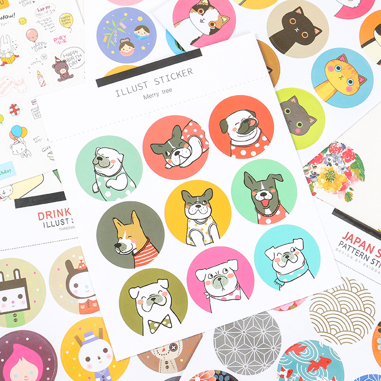4 sheets Japanese Seal Sticker Cartoon Diary Sticker Gift Box Sealing ...