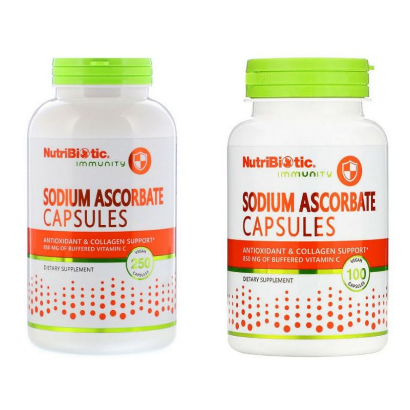 NutriBiotic, Vitamin C Sodium Ascorbate (100 & 250 Capsules) | Shopee ...