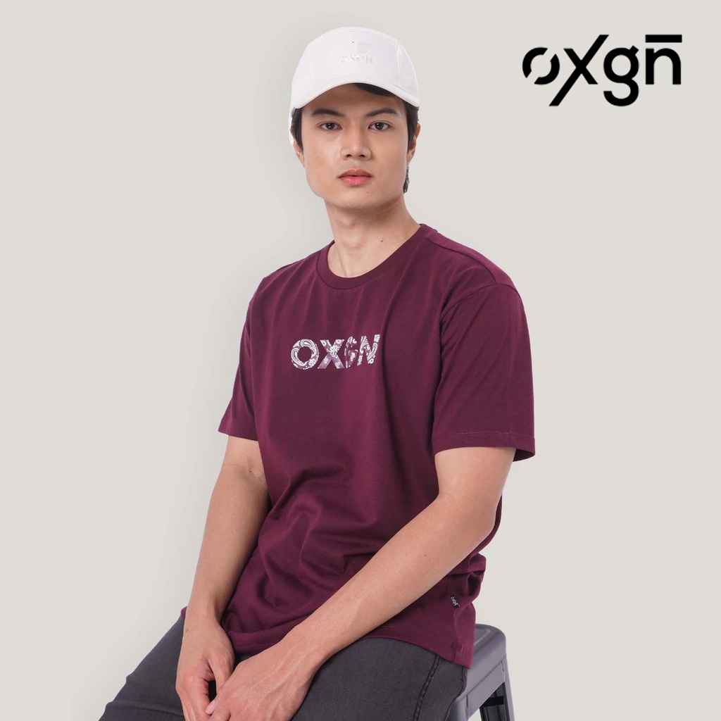 OXGN Easy Fit Graphic T-Shirt With Bandana Print Logo For Men (Maroon ...