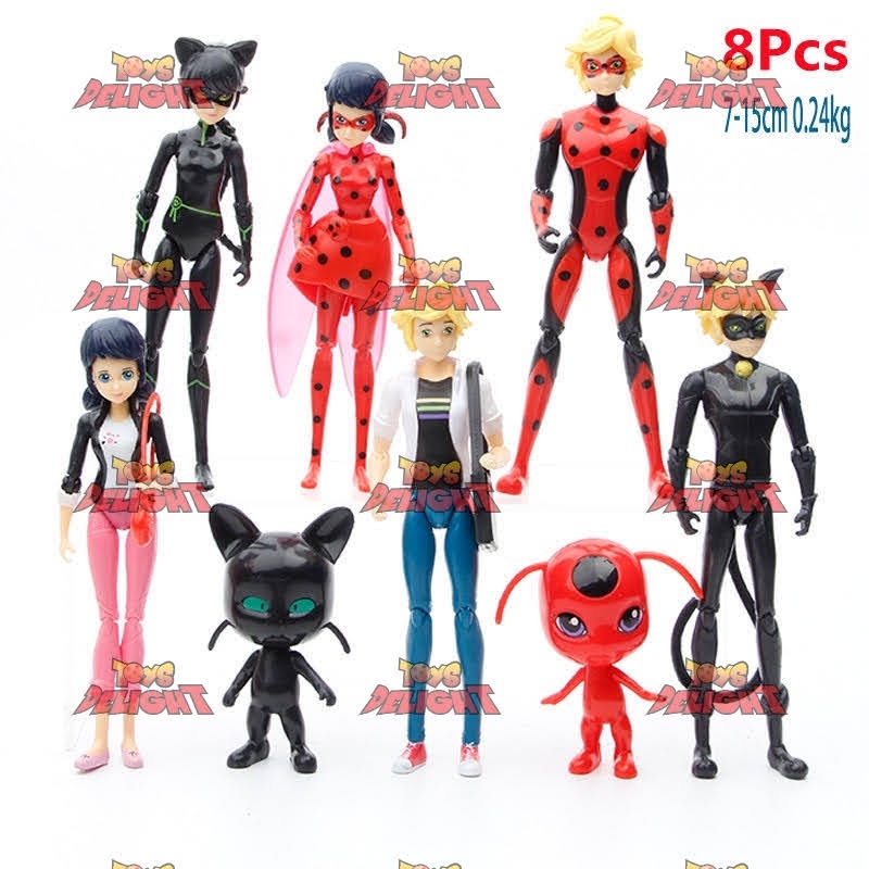 Miraculous Ladybug Catnoir Marinette Adrien Tikki Plagg 8pcs action ...