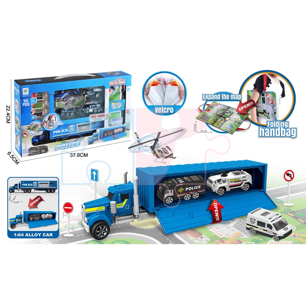 Police Die Cast Cars with Map Bag Car Toys Toy Kids Trucks Helicopter ...