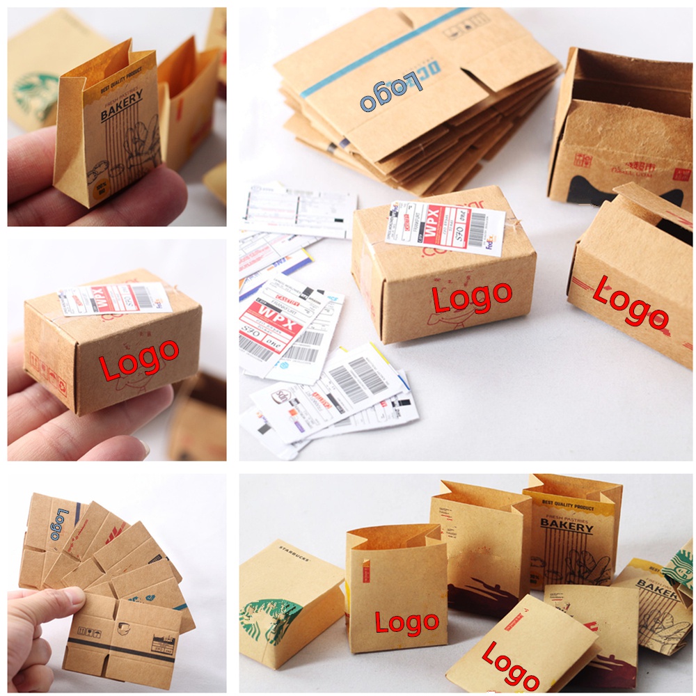 1:12 Dollhouse Accessories Mini Express Cartons/Kraft Paper Bags Mini ...