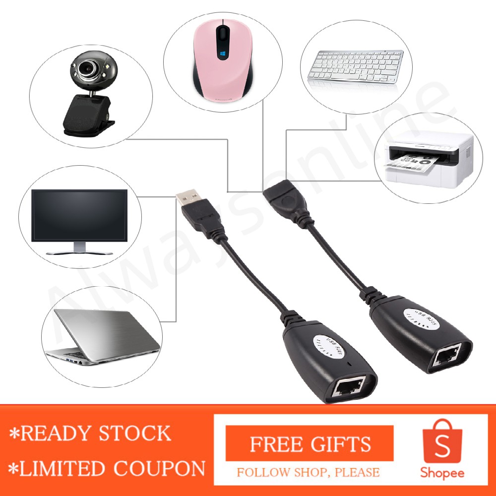[READY STOCK] USB 2.0 To RJ45 Ethernet Extension Extender Network ...