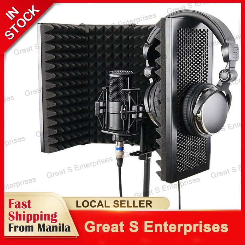 GSE 5 Panel Foldable Studio Microphone Isolation Shield Recording Sound ...
