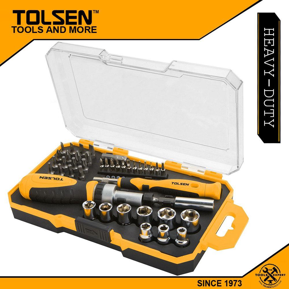Tolsen 42Pcs Bits Ratchet Socket Set (1/4" Drive) 20041 | Shopee Philippines