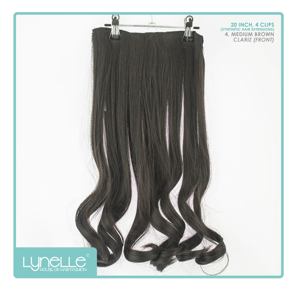 CLARIZ 20 inches 4 clips, Medium Brown (4) Synthetic Hair Extensions ...