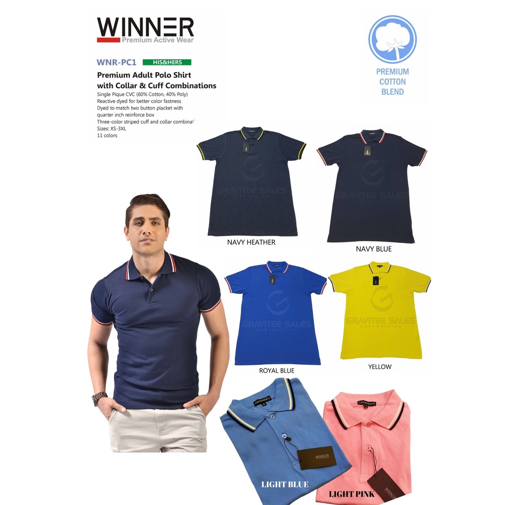 Winner Premium Polo Combination Men (Navy Heather,Navy Blue,Royal Blue ...