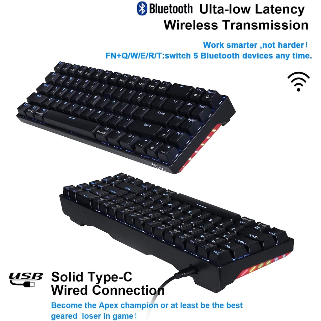 Royal Kludge RK RK71 RGB 71 Keys Dual-Mode 70% Mechanical Gaming ...