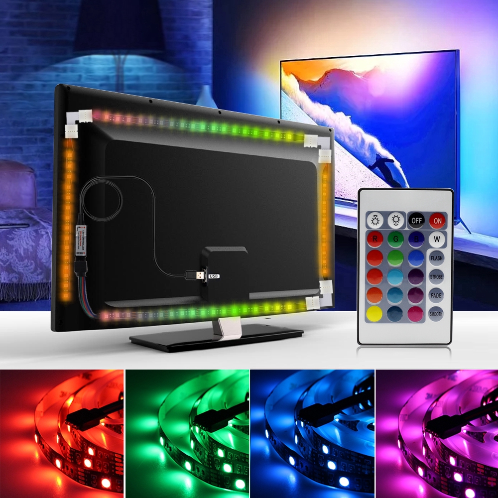 USB LED Strip 5050 RGB Changeable Flexible TV Background Lighting tape ...