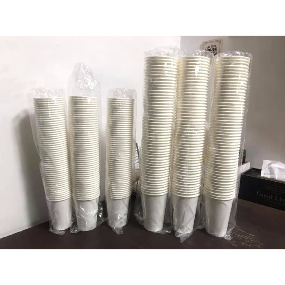 100pcs 6 5 8 10 12 16 22oz Printed Plain High Quality Paper Cups 100 PCS SET BIODEGRADABLE 