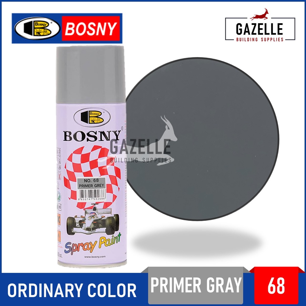 Bosny Ordinary Color Acrylic Spray Paint - 68 Primer Grey | Shopee Philippines