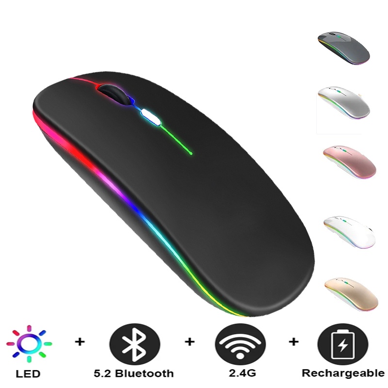 Marjay Wireless Mouse RGB Bluetooth Mouse USB Optical Silent Mause LED ...
