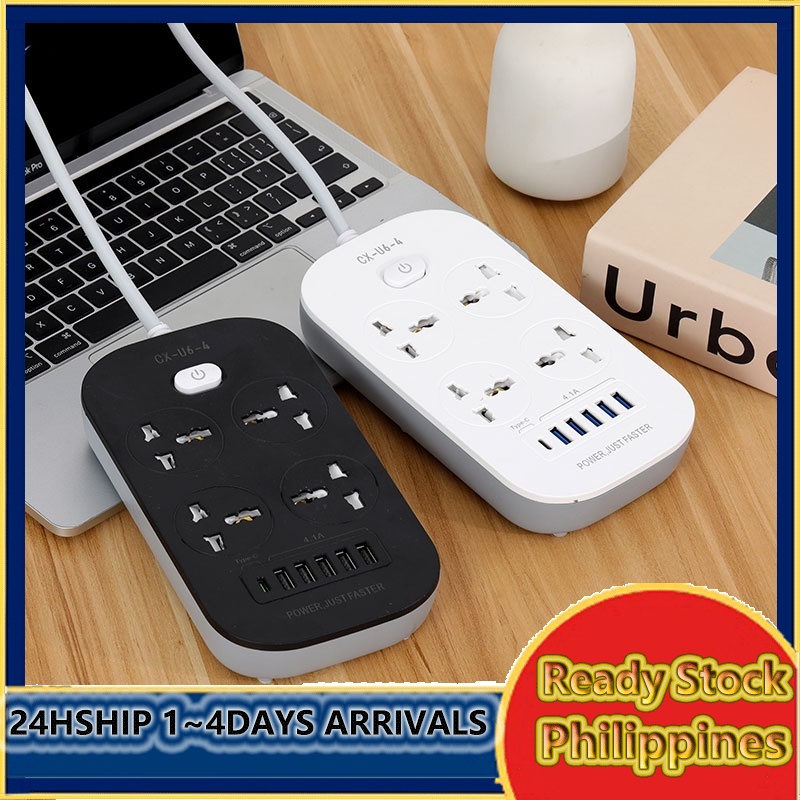 Power Socket Extension Power Strip US Plug With 4 Socket&5 USB&1 Type-C ...
