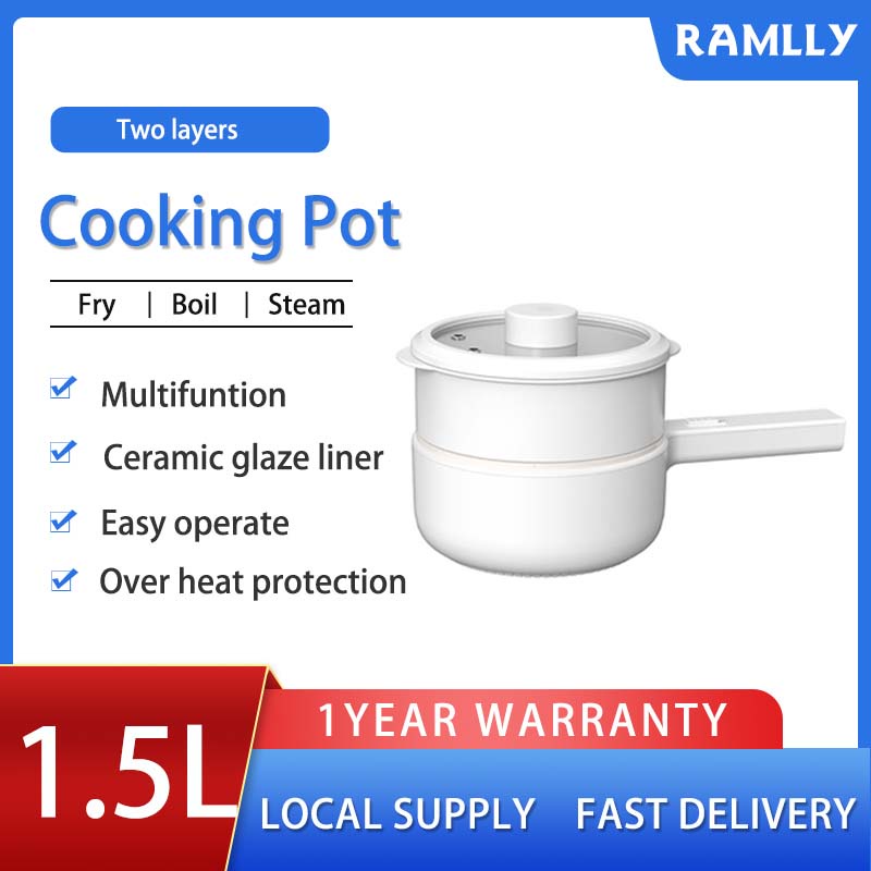 Ramlly Electric Cooking Pot Multi-functional Non Stick Cooker Steamer ...