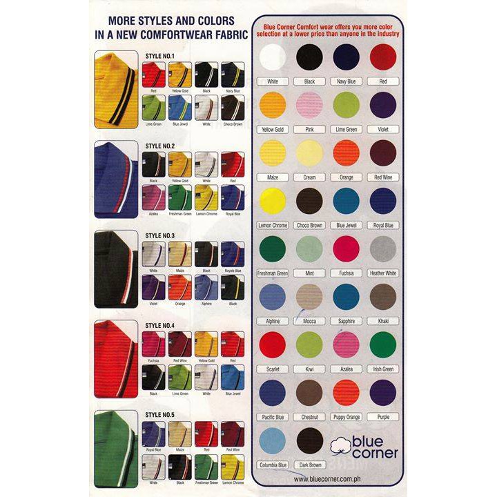 Polo Shirt Color Chart