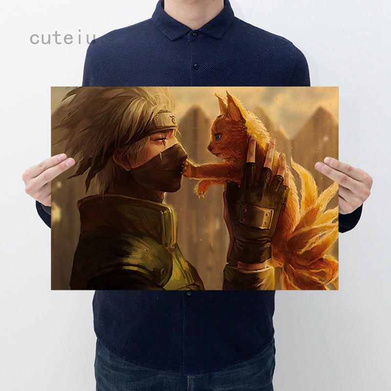 DLKKLB Classic Retro Anime Poster Naruto Vintage Kakashi and Nine Tails ...