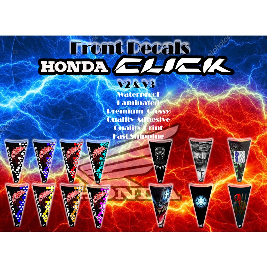 Honda Click V2/V3 Front Stickers / Click Front Decals / Click ...